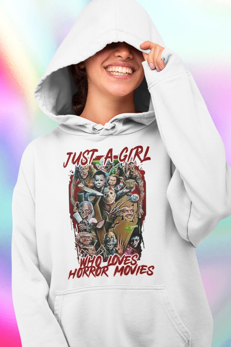 Just A Girl Who Loves Horror Movies Hoodie Halloween Hoodie - Etsy