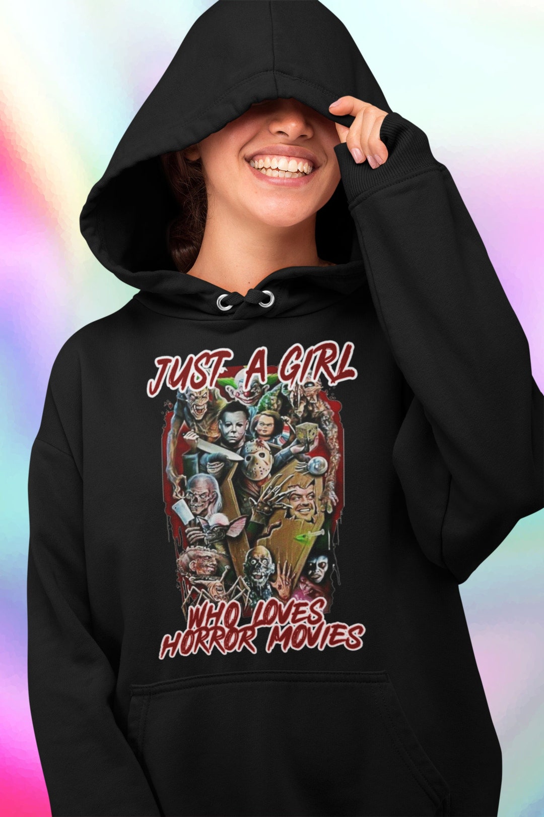 Just A Girl Who Loves Horror Movies Hoodie, Halloween Squad - Etsy