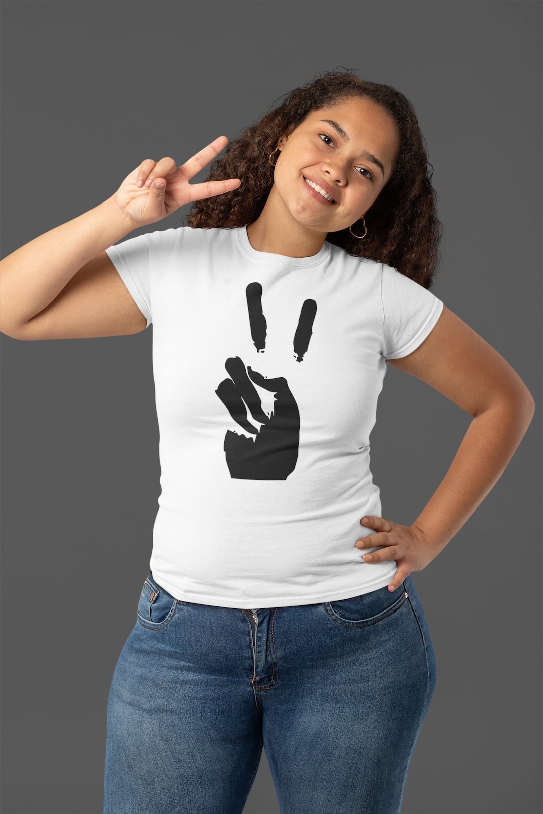 Peace Sign Shirt, Hand Peace Sign T-shirt, Peace Hand Sign Apparel ...