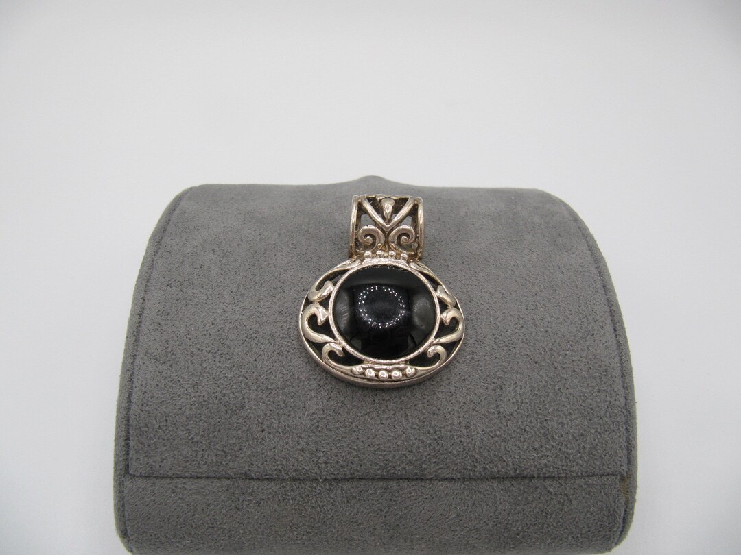 Vintage Filigree Scroll Work Black Onyx Enhancer Pendant - Etsy