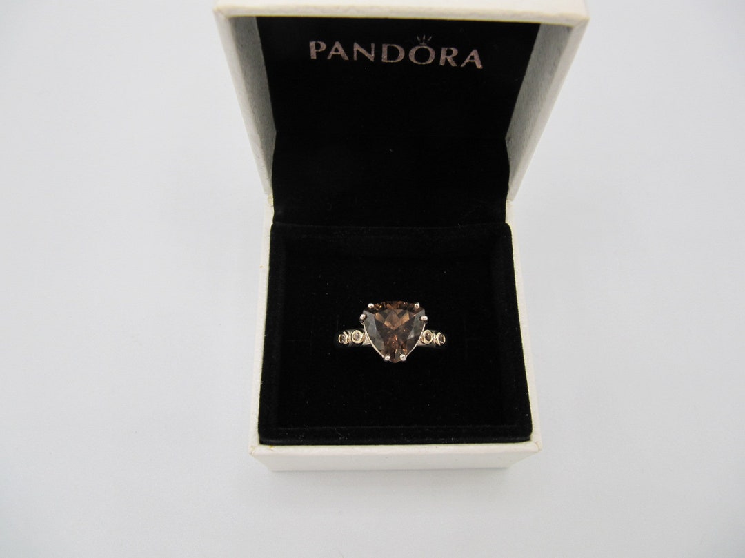 Pandora Two Tone Sterling Silver 925 Smoky Quartz Ring - Etsy