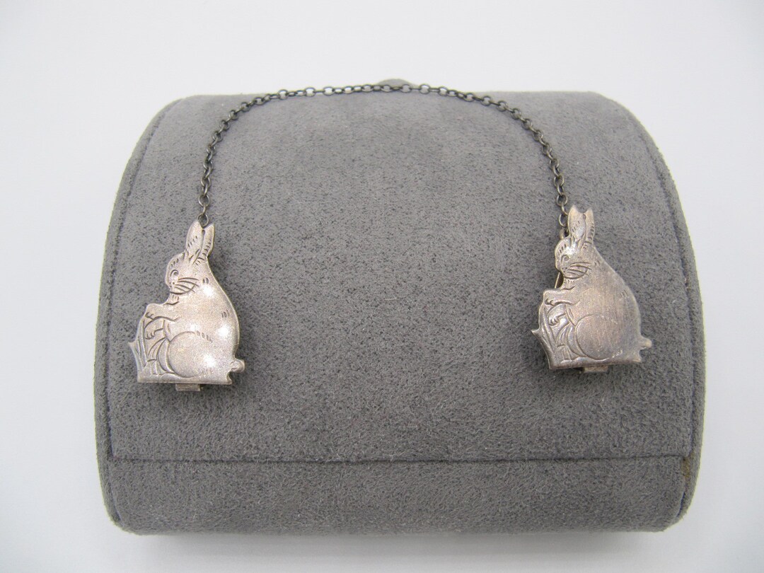 Vintage Webster Co Sterling Silver 925 Bunny Rabbit Baby Bib Clips ...