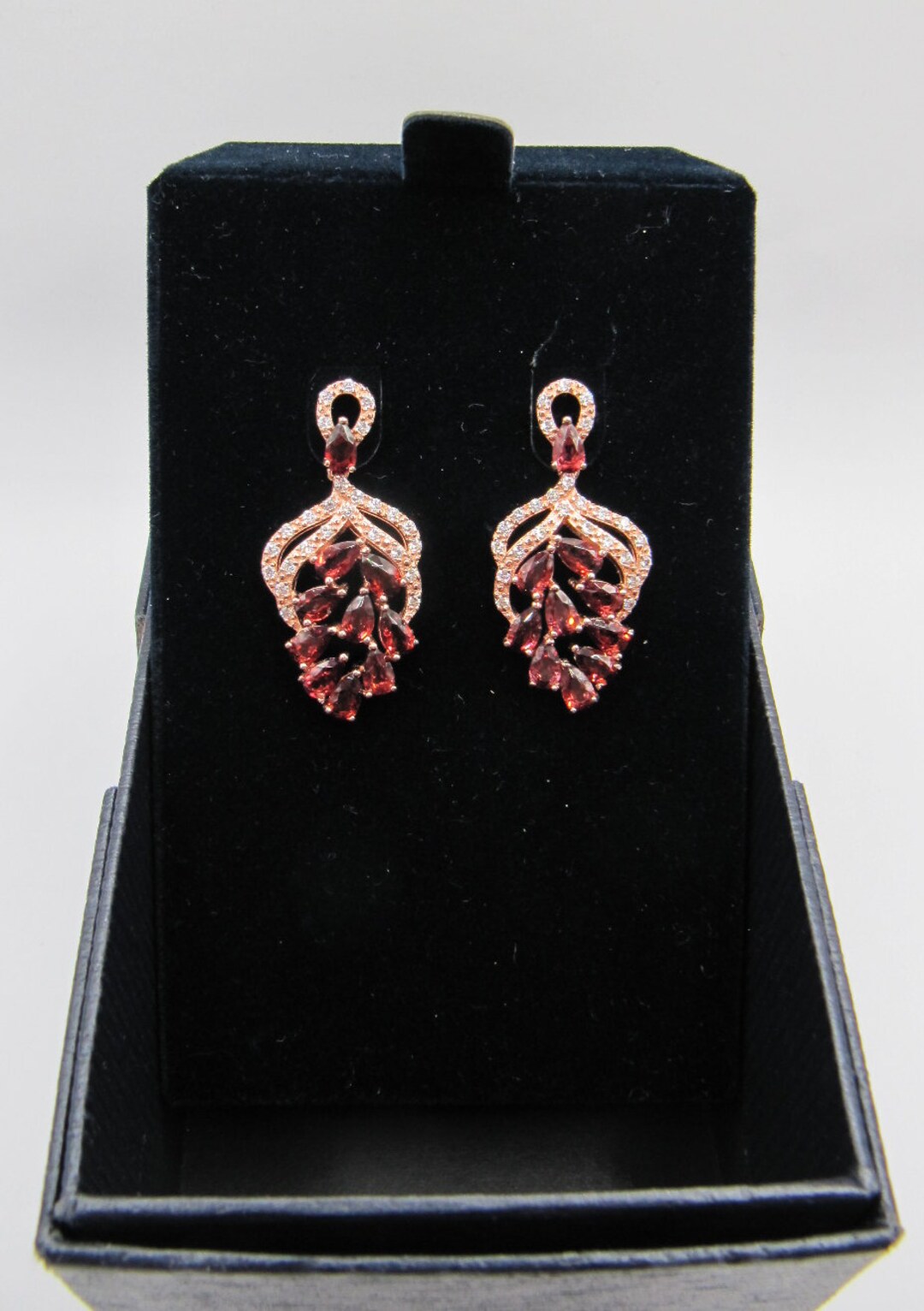 Designer Stauer Rose Gold Over Sterling Silver 925 Garnet CZ Drop ...