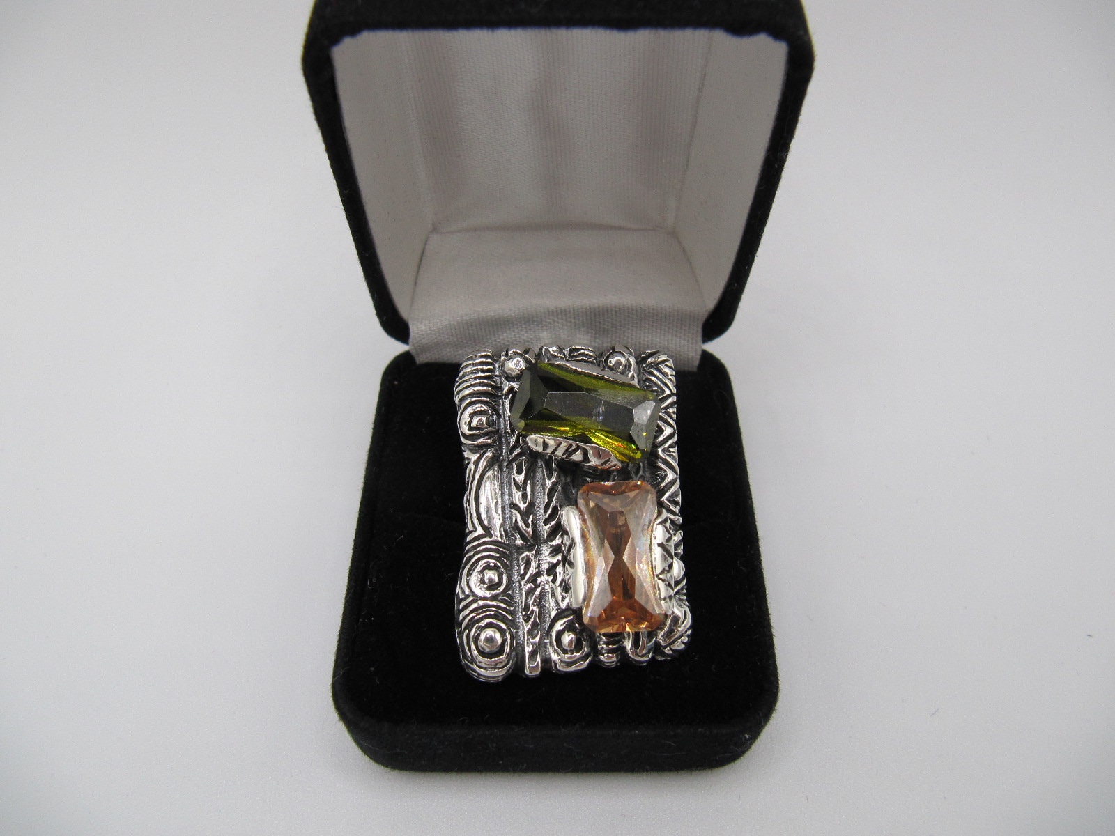 Designer Maria Elena Munoz Sterling Silver Multi Color CZ Large ...