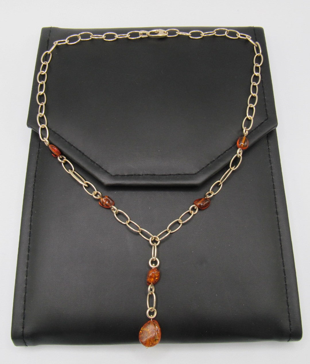 Milor Italy 14K Yellow Gold 585 Amber Drop Chain Necklace - Etsy