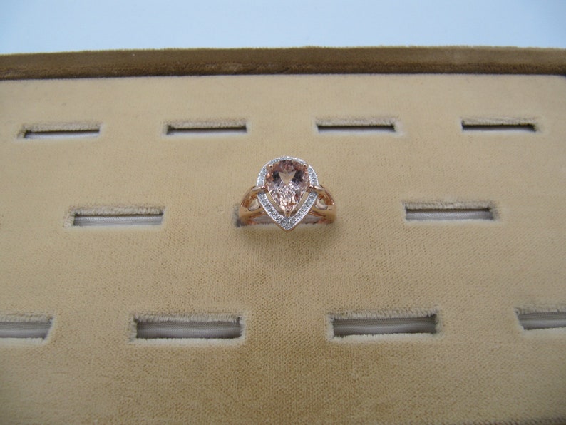 BBJ 10K Rose Gold 417 Diamond Pear Shape Morganite Halo Ring - Etsy