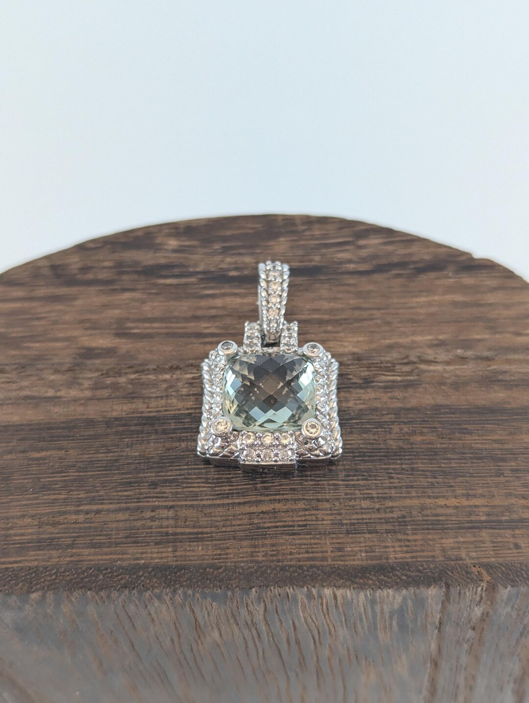 Judith Ripka Sterling Silver 925 Green Amethyst CZ Pendant - Etsy
