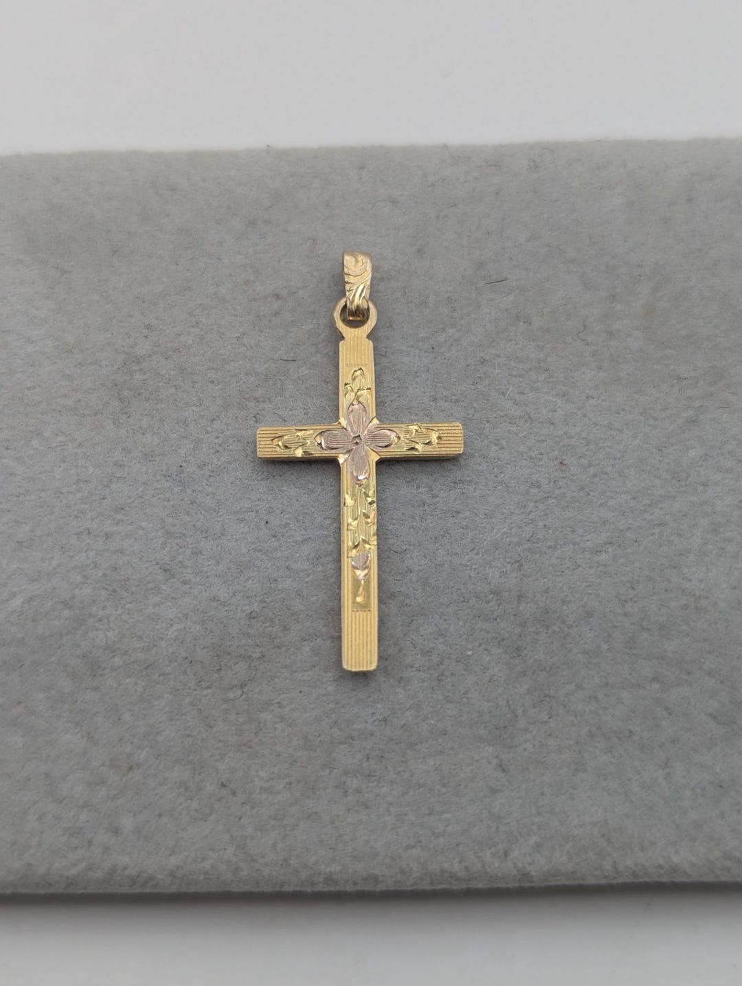 Vintage 10k Yellow Gold 417 Etched Cross Charm Pendant - Etsy