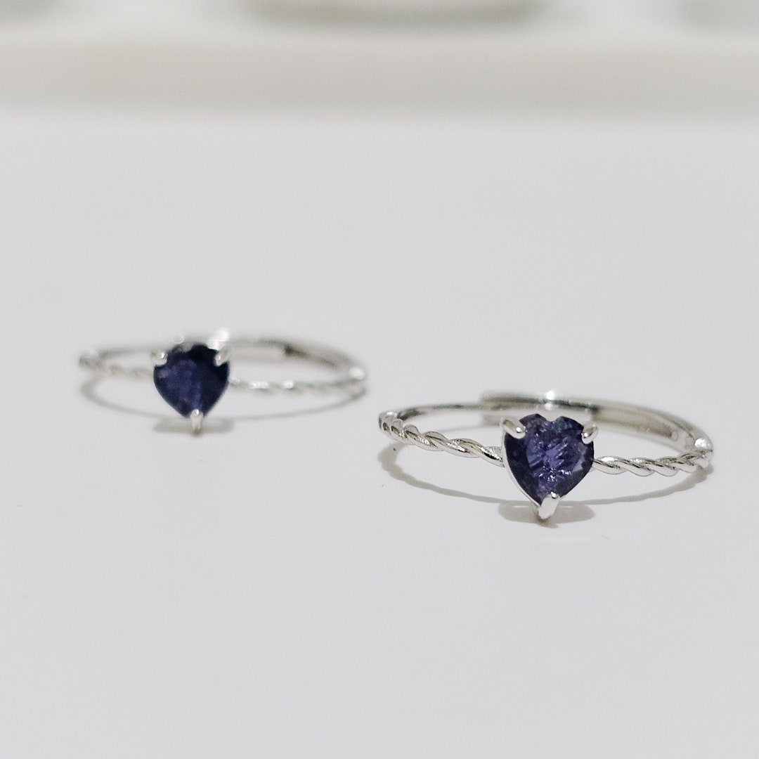 Iolite Heart 925 Silver Adjustable Ring Sterling Silver Ring - Etsy