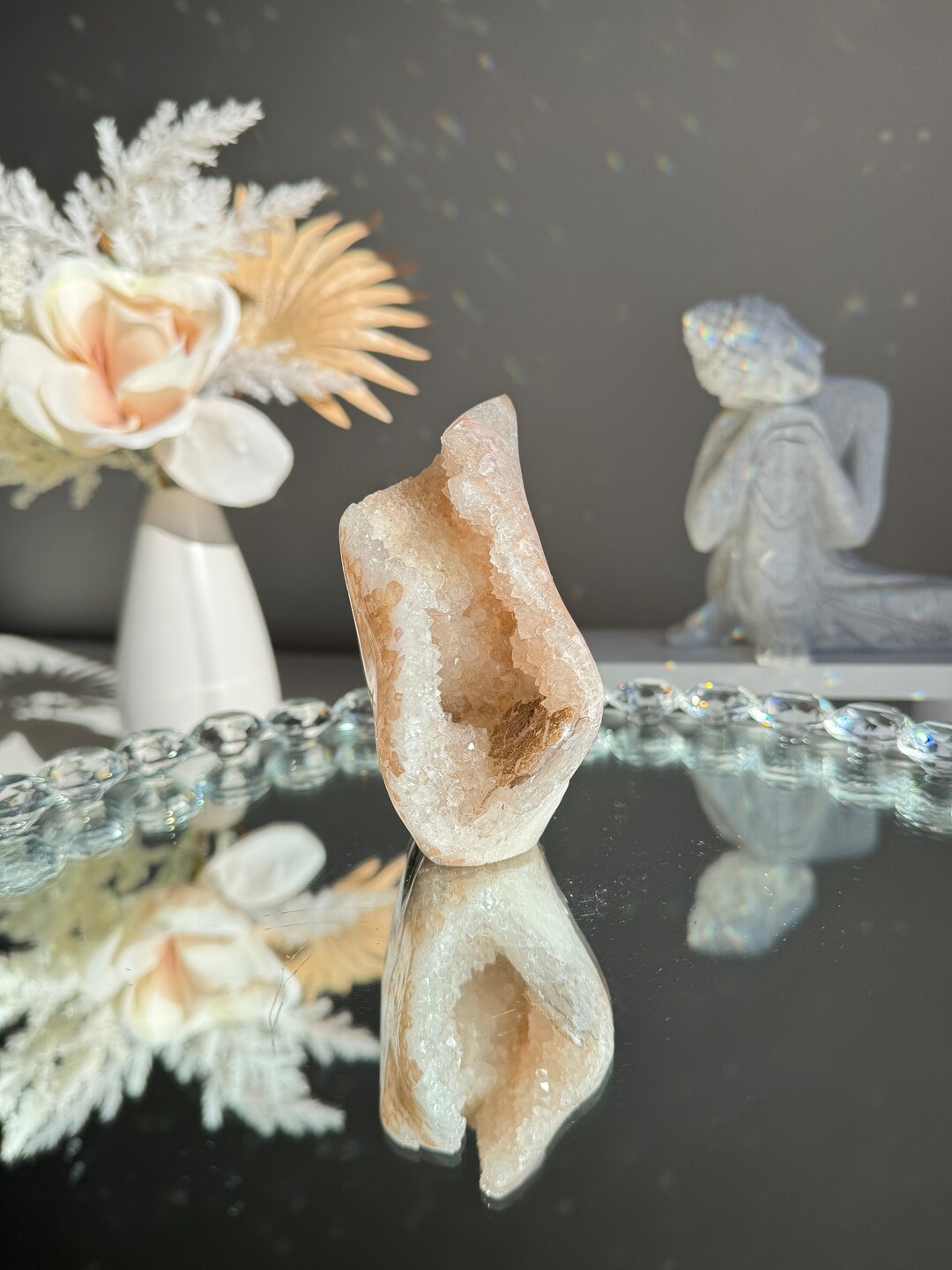 Coral Quartz Geode Healing Crystals 2024 - Etsy