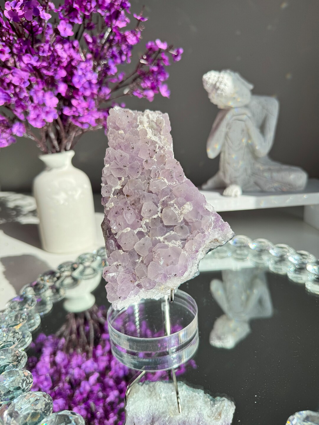 Sugar Amethyst Freeform With Stand Calcite Healing Crystals 2321 ...