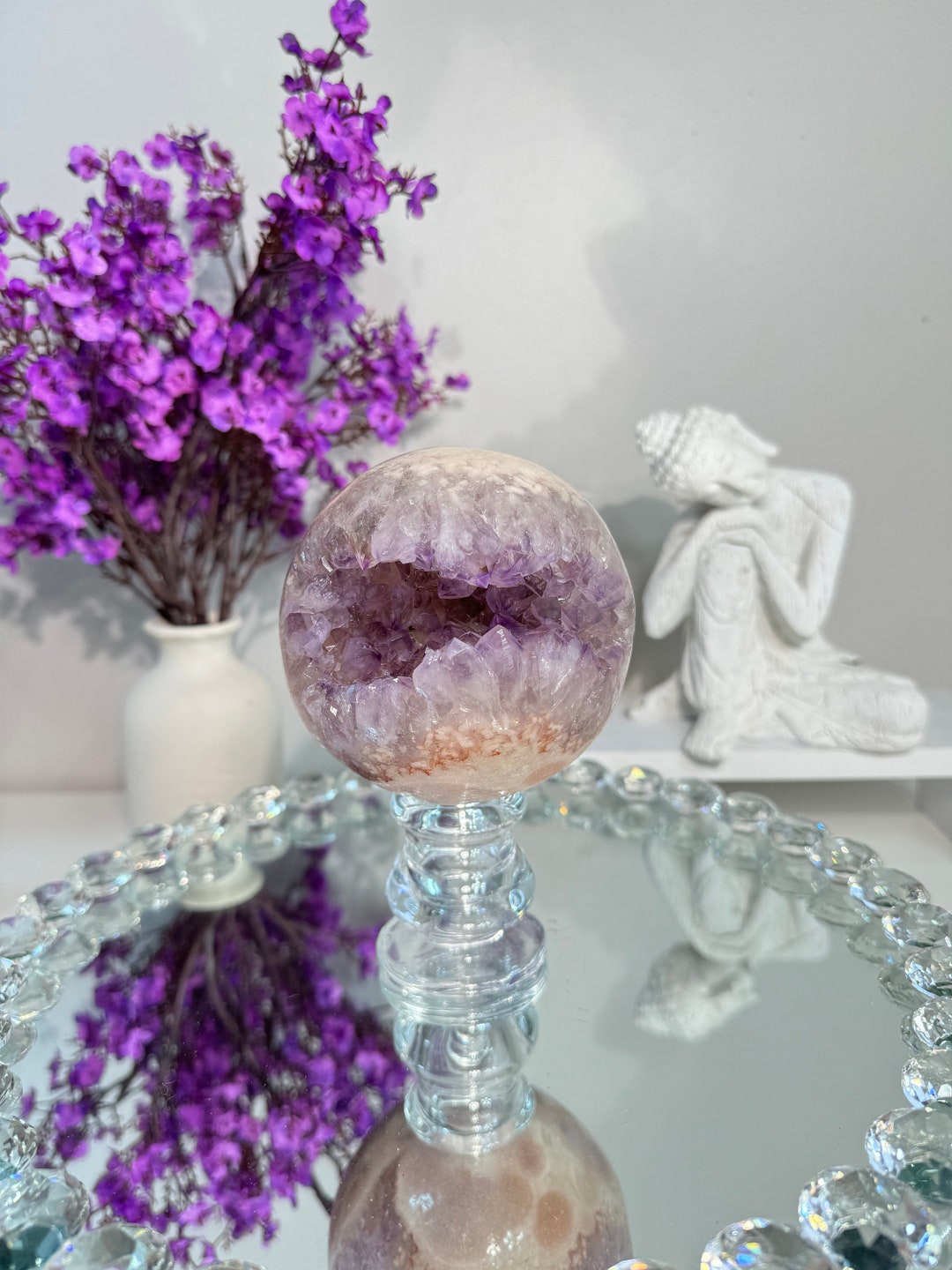 Druzy Pink Amethyst Sphere, Brazilian Crystal (100mm) 2939 - Etsy Canada