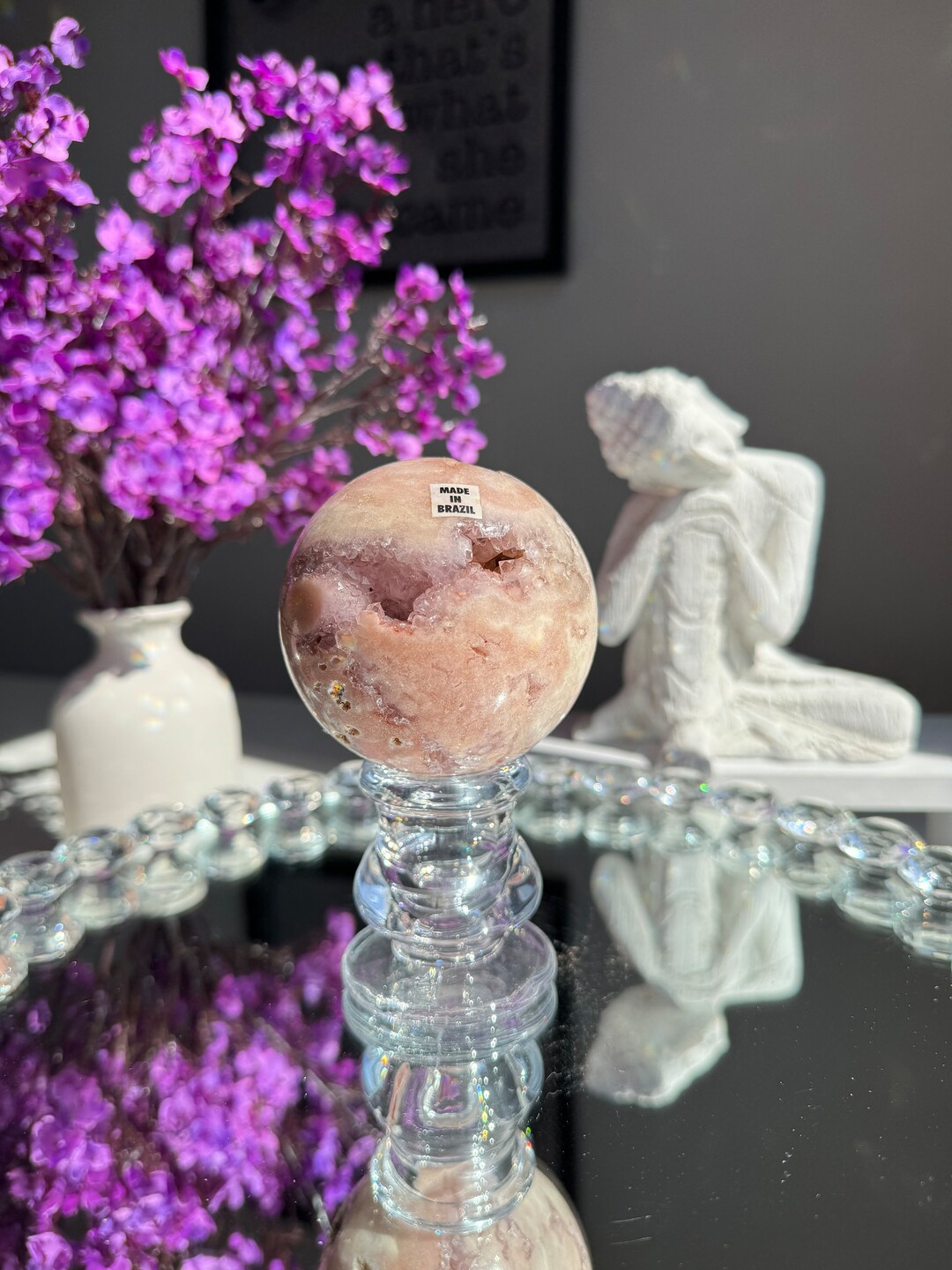 Druzy Pink Amethyst Sphere With Amethyst Healing Crystals 2173 - Etsy UK