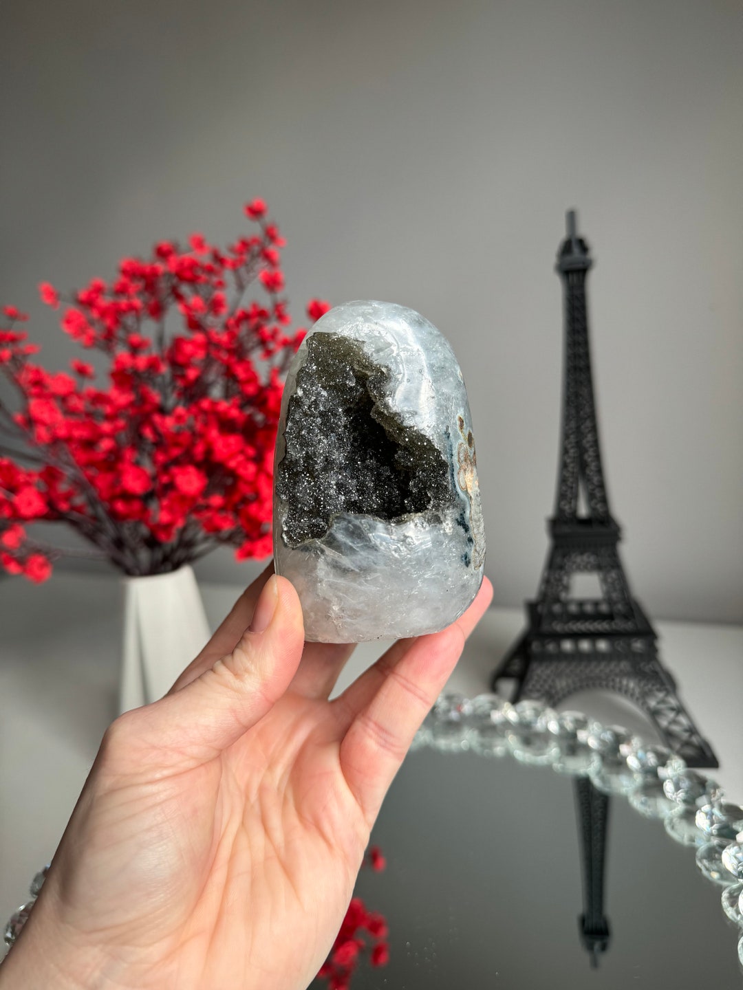 Black Amethyst Cut Base Healing Crystals Black Amethyst Cathedral 2678 ...