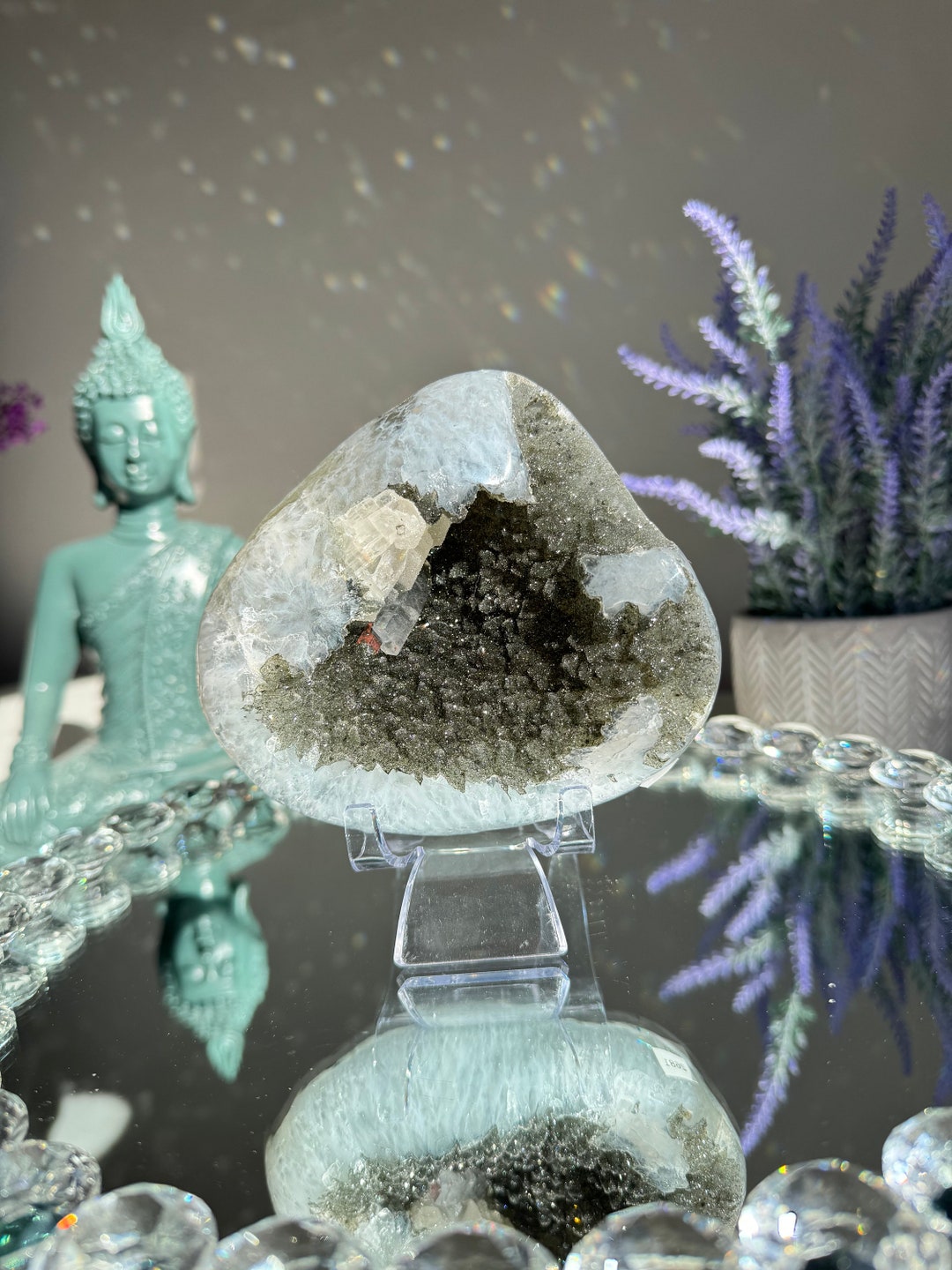Green Rainbow Amethyst Geode Healing Crystals 2681 - Etsy