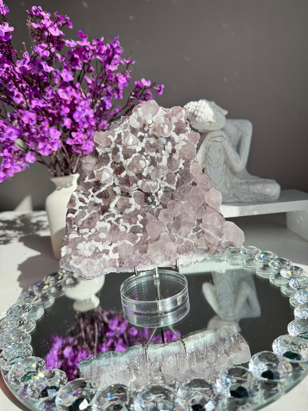 Sugar Amethyst Freeform With Stand Calcite Healing Crystals 2324 ...