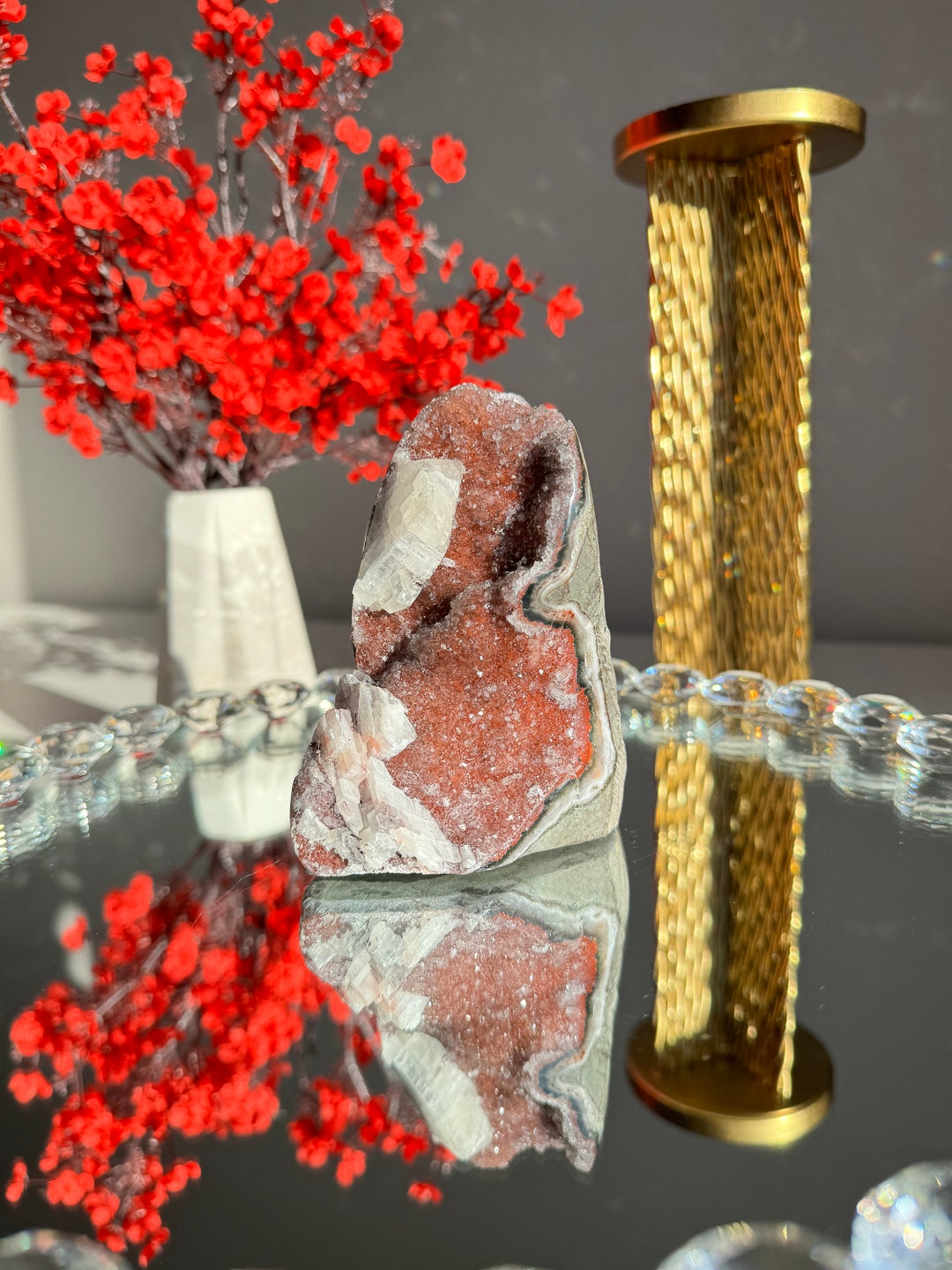 Rare Red Rainbow Amethyst Cut Base Healing Crystals 2640 Amethyst ...