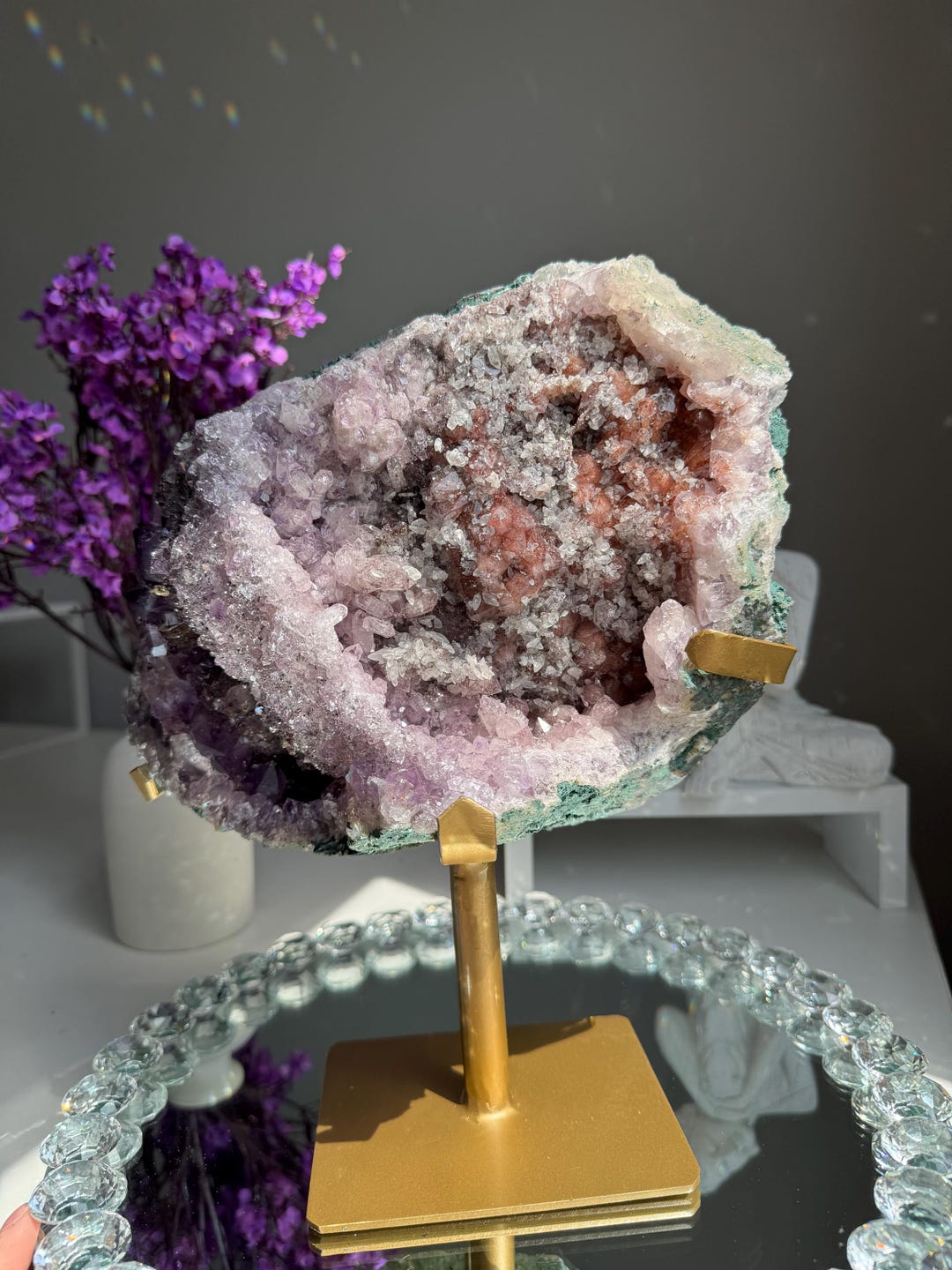 Rare Amethyst Geode With Red Clusters and Calcite 2954healing Crystals ...