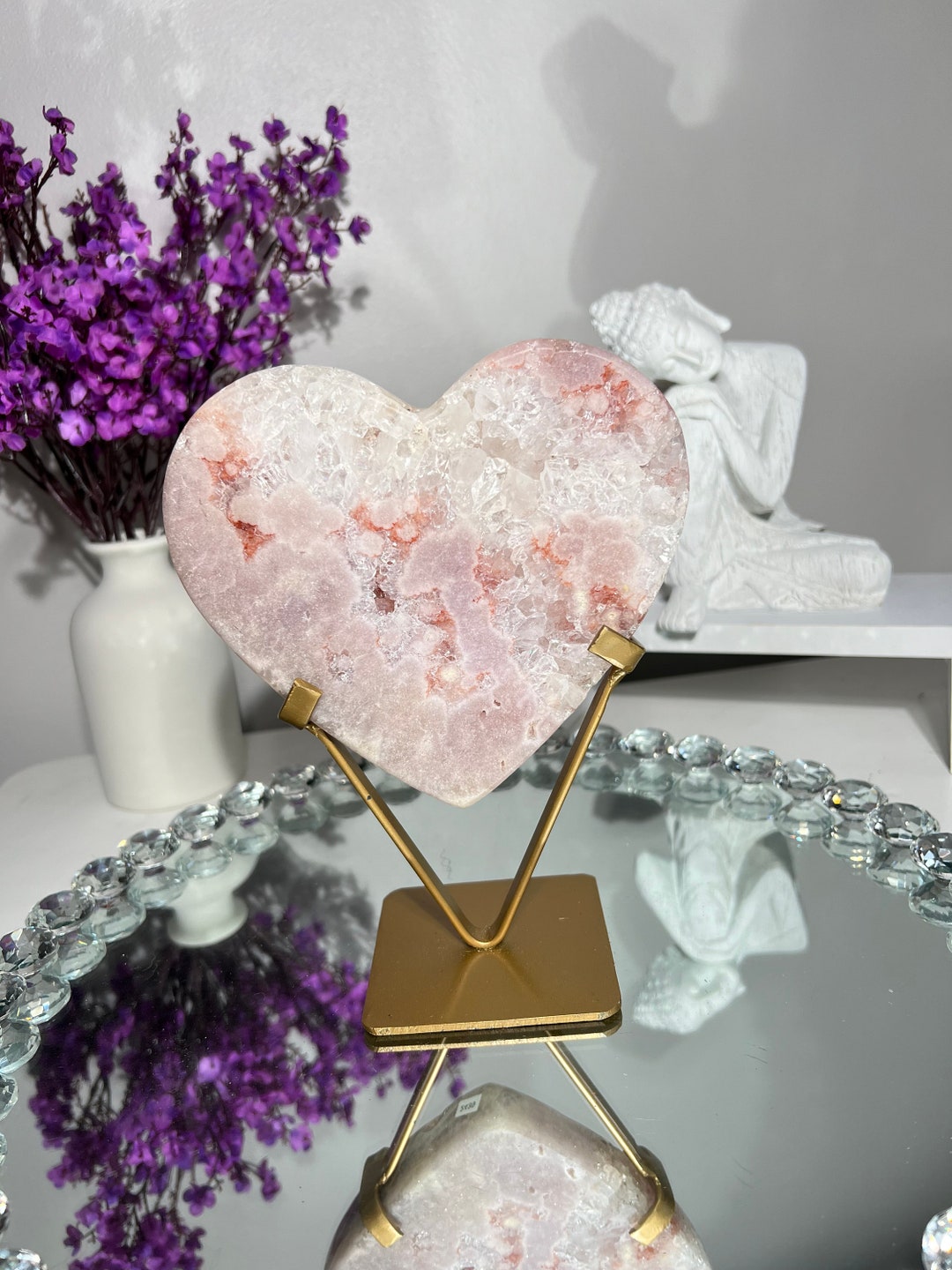 Pink Amethyst Heart Healing Crystals 2439 - Etsy