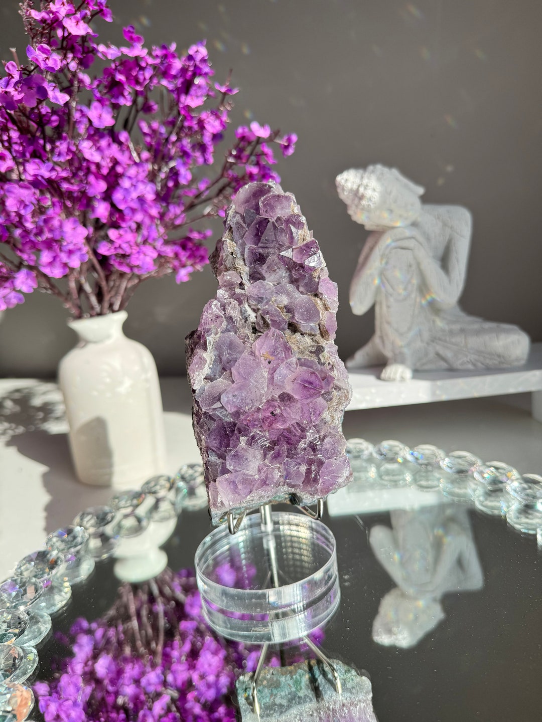 Sugar Amethyst Freeform With Stand Calcite Healing Crystals 2322 ...