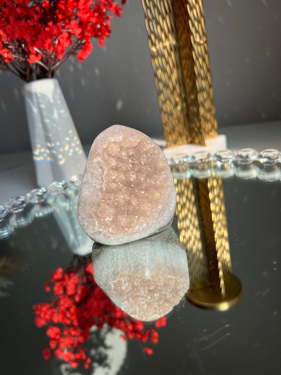 Tan Sugar Rainbow Amethyst Cut Base Healing Crystals 2491 - Etsy