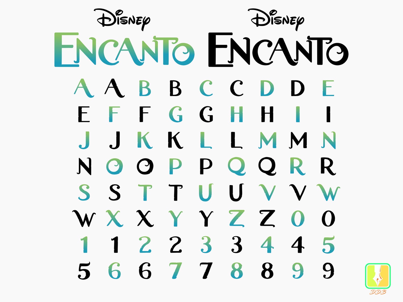 Encanto Alphabet SVG PNG Clipart Numbers Letters Encanto SVG | Etsy New ...