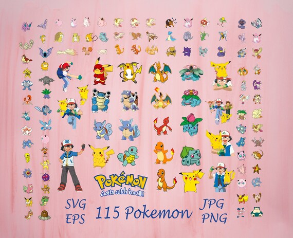 Pokemon SVG Pokemons Gift Pokemon Sticker Pokemon Vector | Etsy