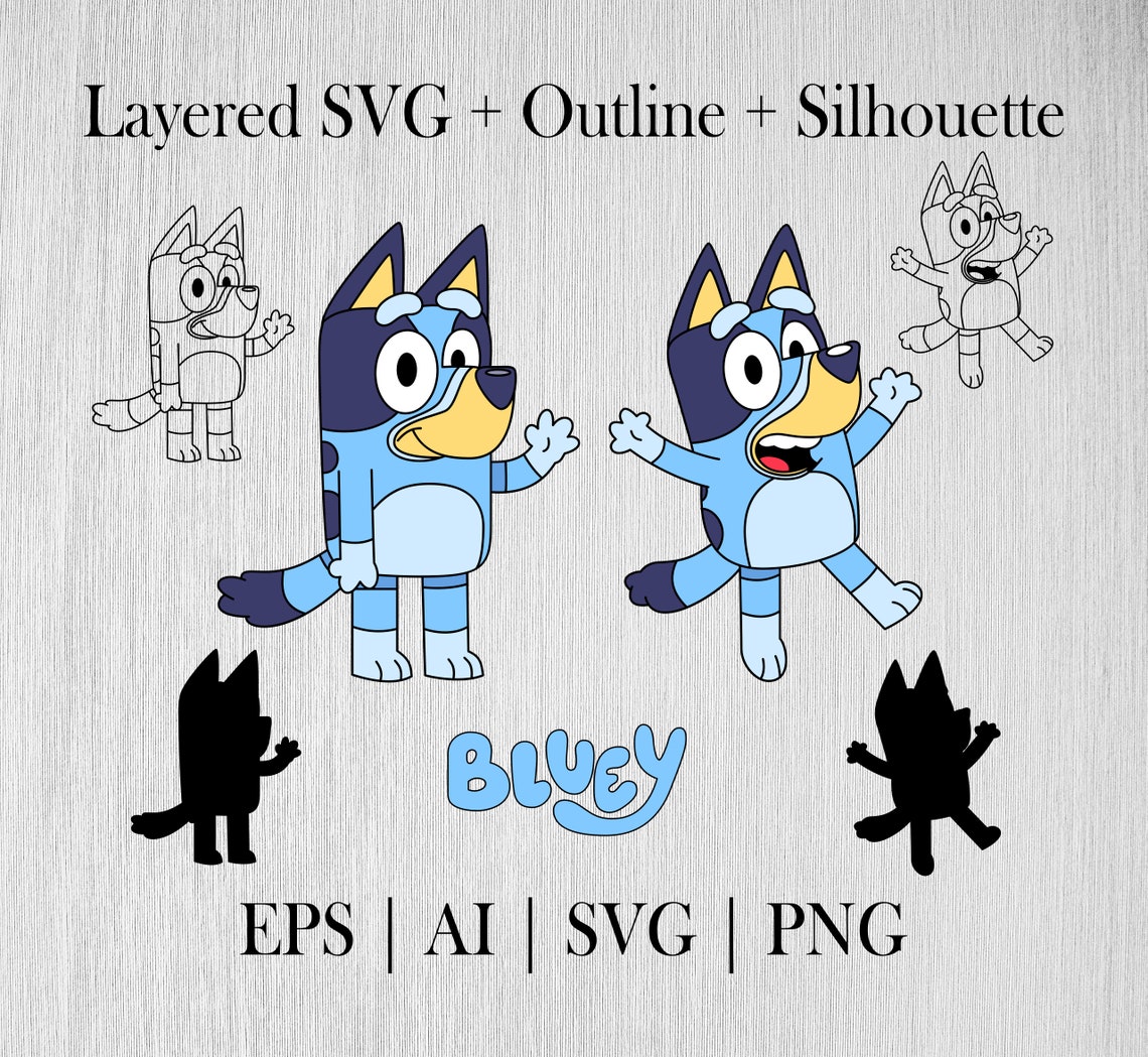Bluey SVG Bluey PNG LAYERED Svg Files for Cricut Silhouette | Etsy Hong ...