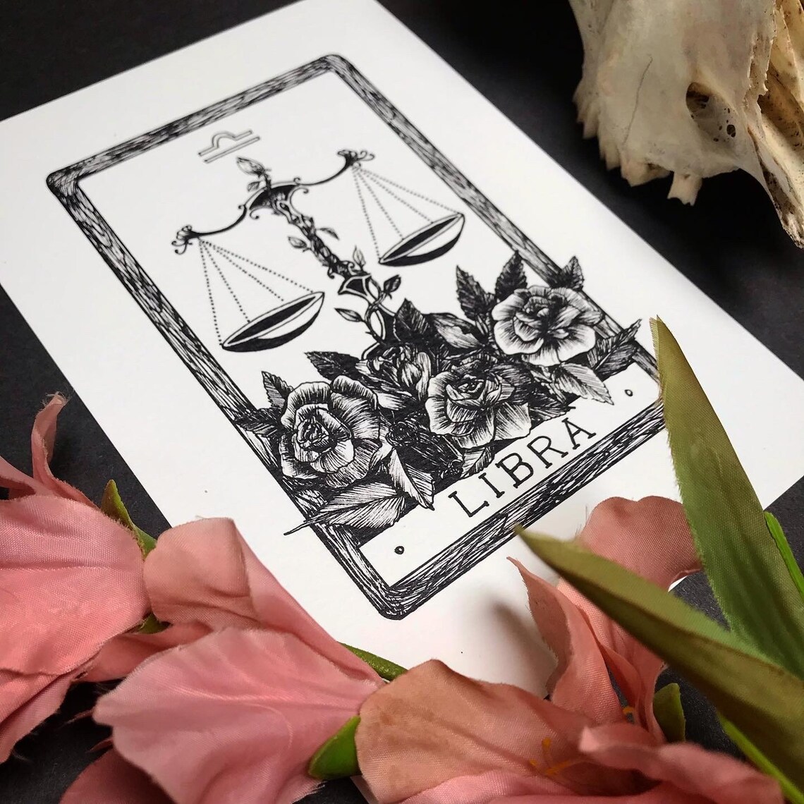 LIBRA Zodiac Tarot Card A5 Art Print Only Celestial Astronomy Boho Wall ...