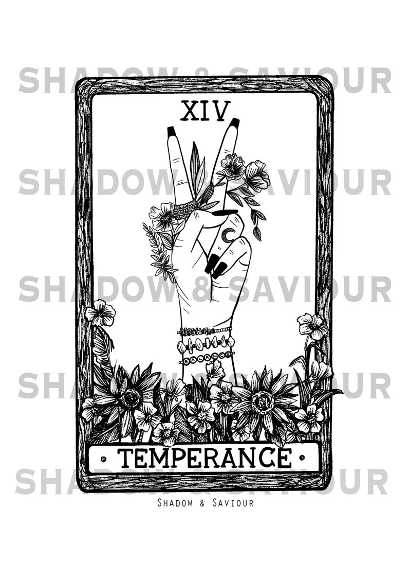Temperance Tarot Card Art Print, Celestial Boho Wall Decor (A5) - Etsy