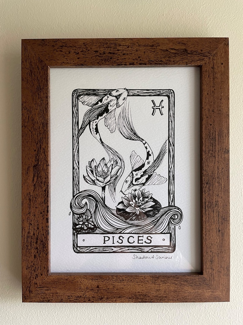 PISCES Zodiac Tarot Card A5 Art Print Only Celestial Astronomy | Etsy