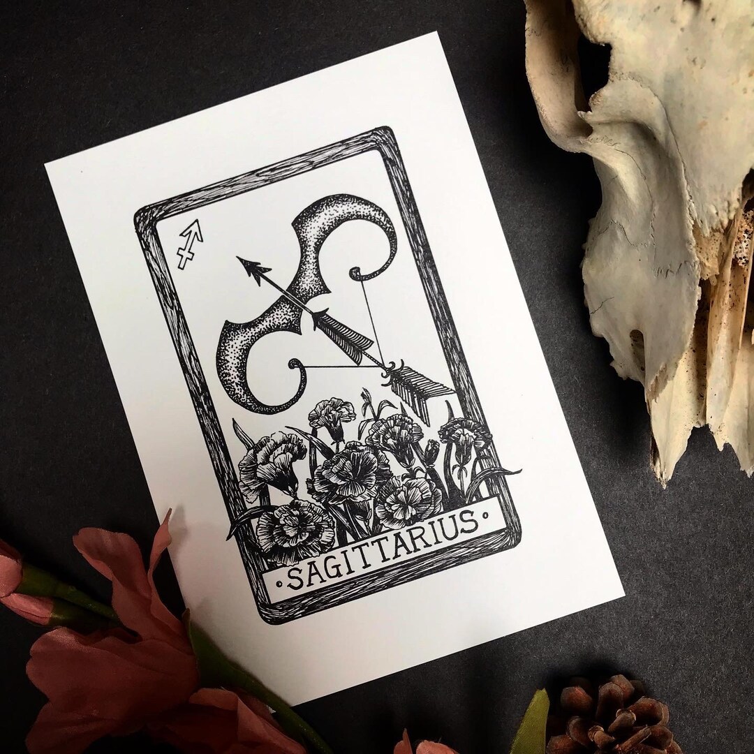 SAGITTARIUS Zodiac Tarot Card A5 Art Print Only Celestial Astronomy ...