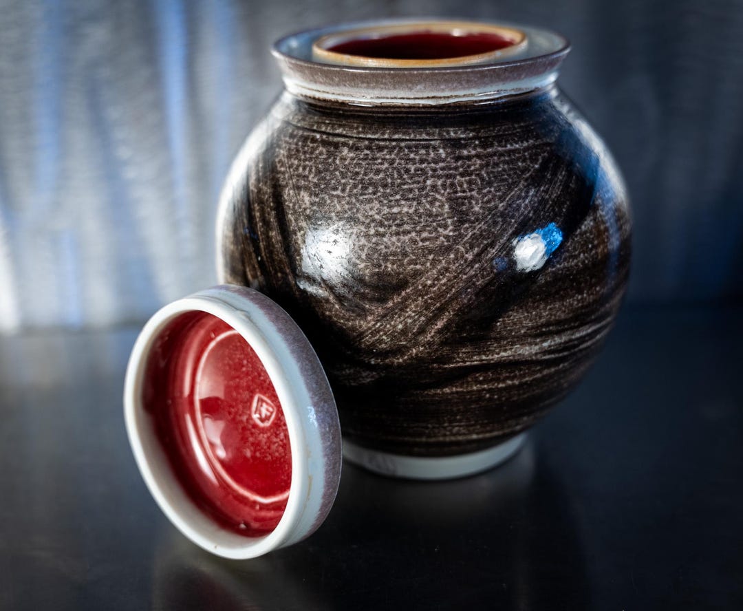 Fermentation Crock, 3 Quart, Handmade Porcelain With Black Surface Slip ...