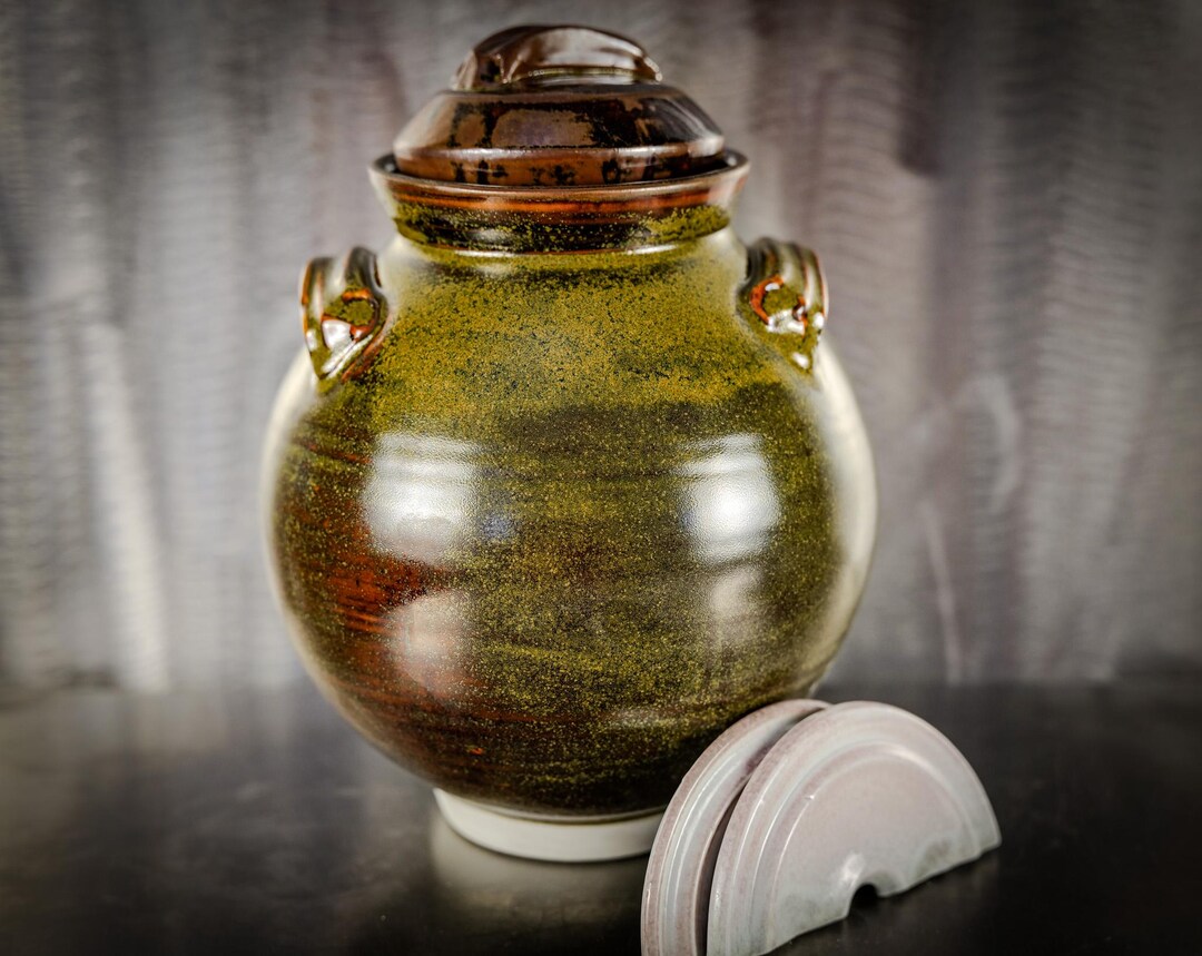 Fermentation Crock, 1 Gal, Handmade Porcelain, With Fermentation ...