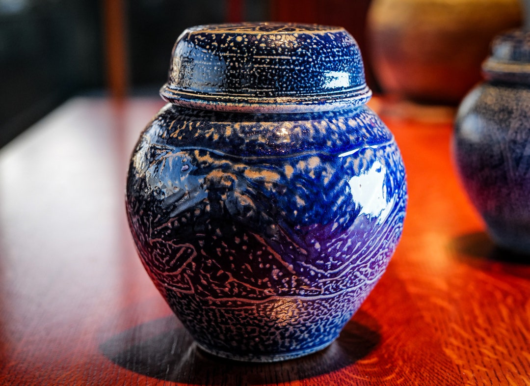3 Quart Stoneware Onggi Jar With Blue Cobalt Slip, Katabatic Pottery - Etsy