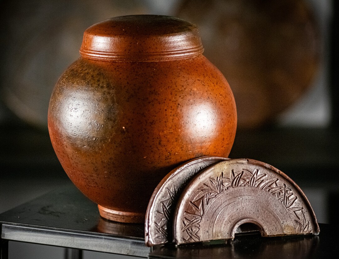 1 Gallon Stoneware Onggi Pot and Fermentation Weights Fired in Soda ...