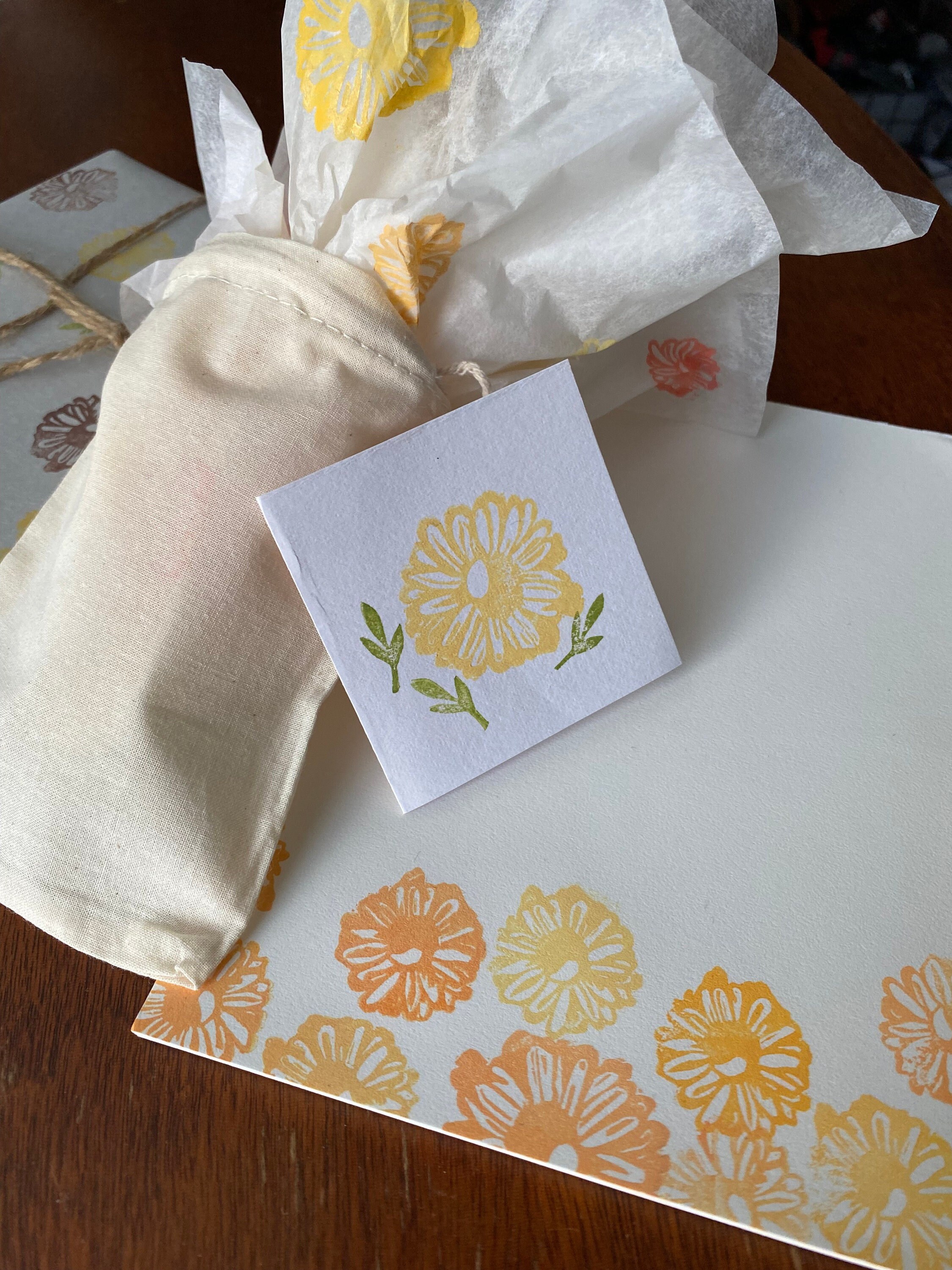 Hand Carved Daisy Flower Rubber Stamp Set Set of 2 for Card Making ...