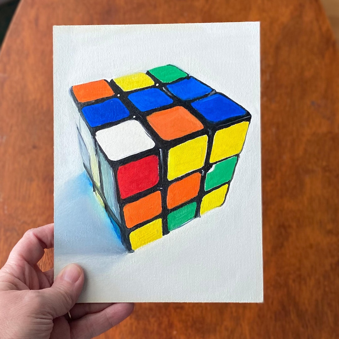Hyper Realistic Rubik's Cube Oil Painting - Canvas on Wood Panel 5x7 - Etsy