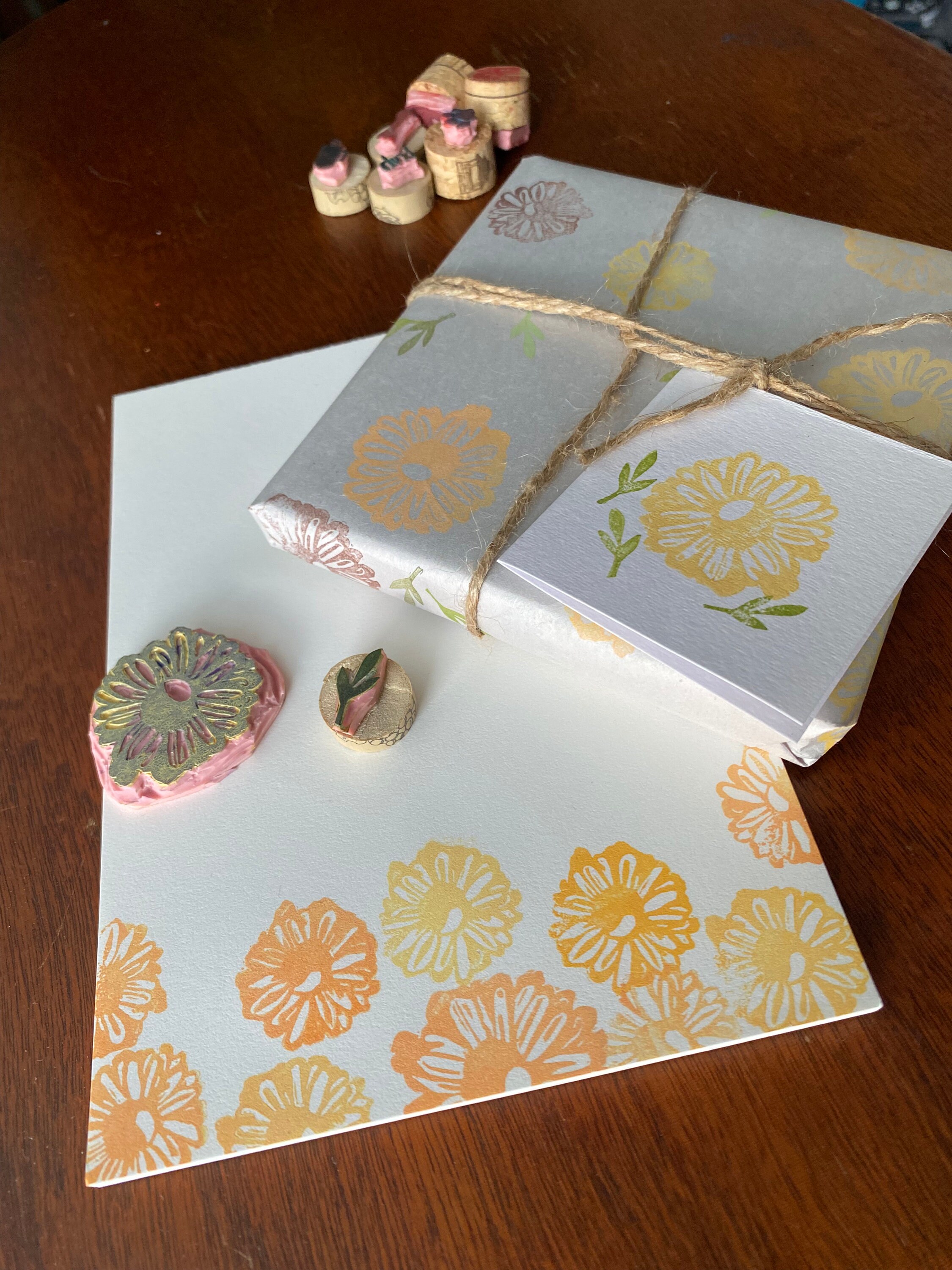 Hand Carved Daisy Flower Rubber Stamp Set Set of 2 for Card Making ...