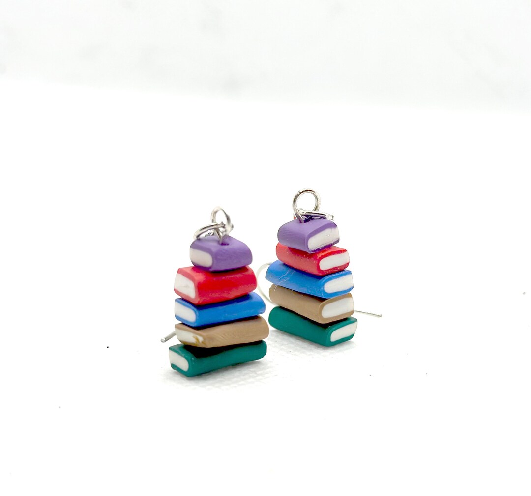 Fun Cute Stack of Books Dangling Reading Earrings - Etsy