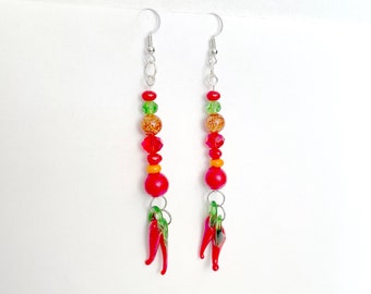 Glass Chilli Earrings - Etsy