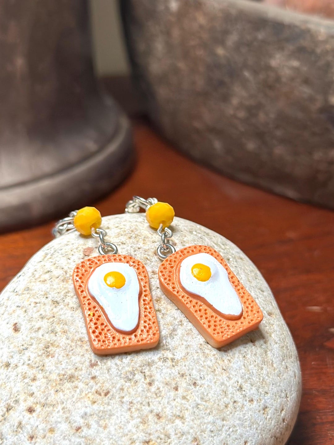 Cute Adorable Breakfast Food Eggs on Toast Dangling Earrings - Etsy