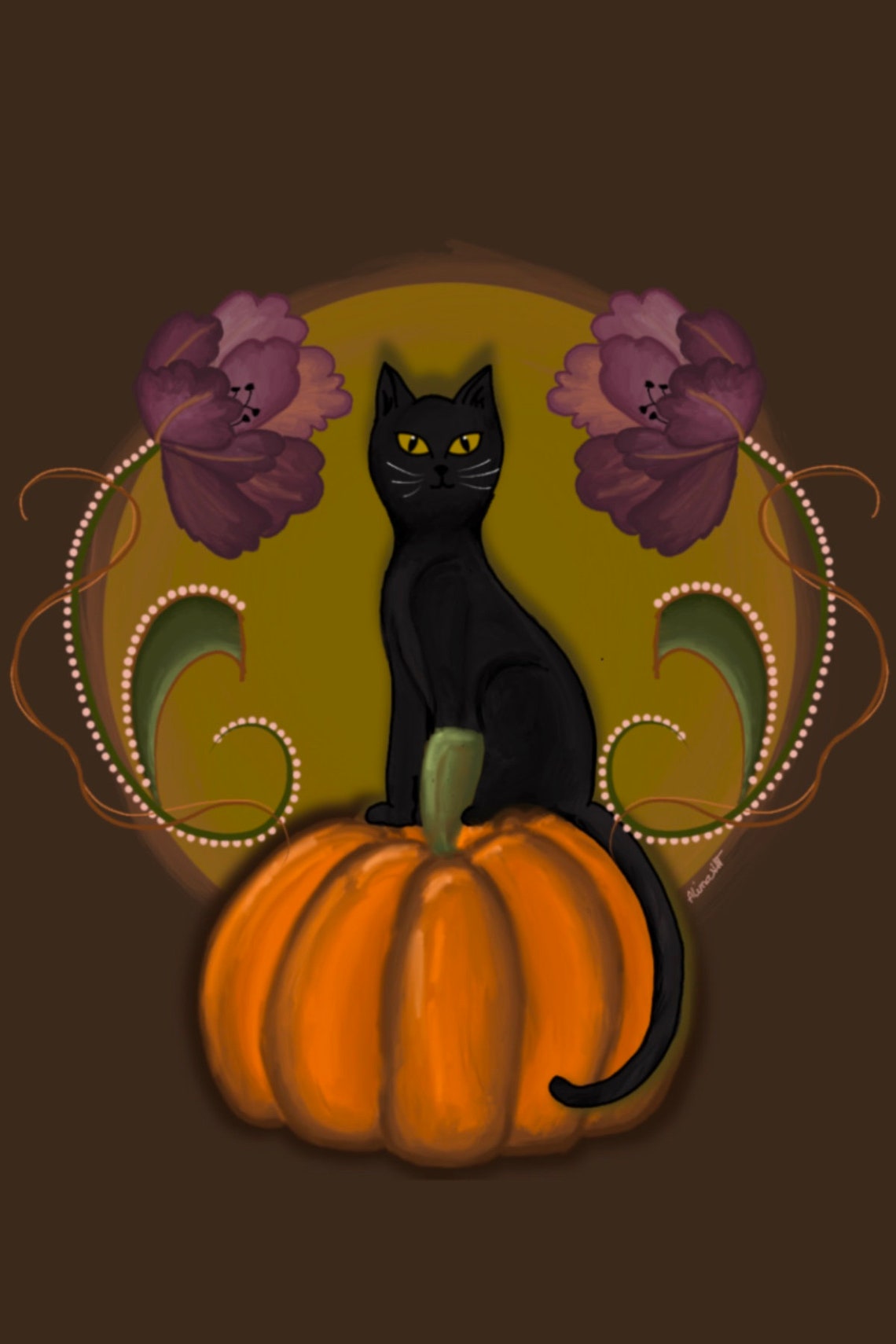 Black Cat Pumpkin Halloween Digital Art Print and Wall Decor - Etsy
