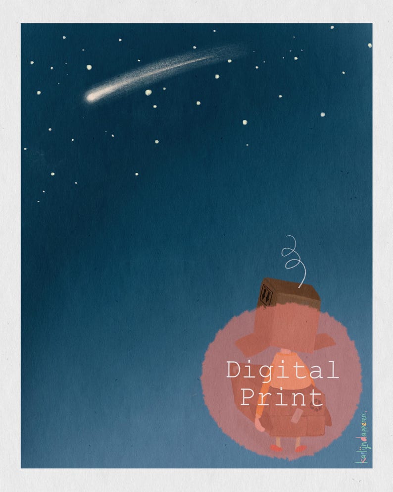 Space Art/ Shooting Star Art / Kids Bedroom Print / Digital Print ...