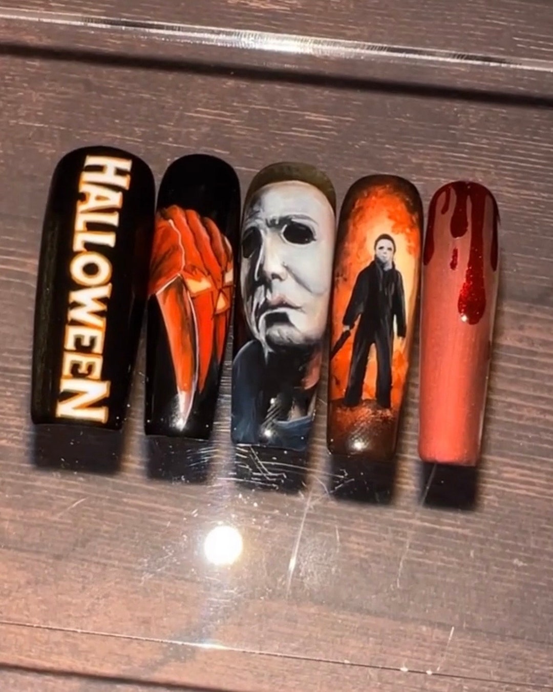 Michael Myers Halloween Press on Nails Glue on Nails Long Nails Stick ...