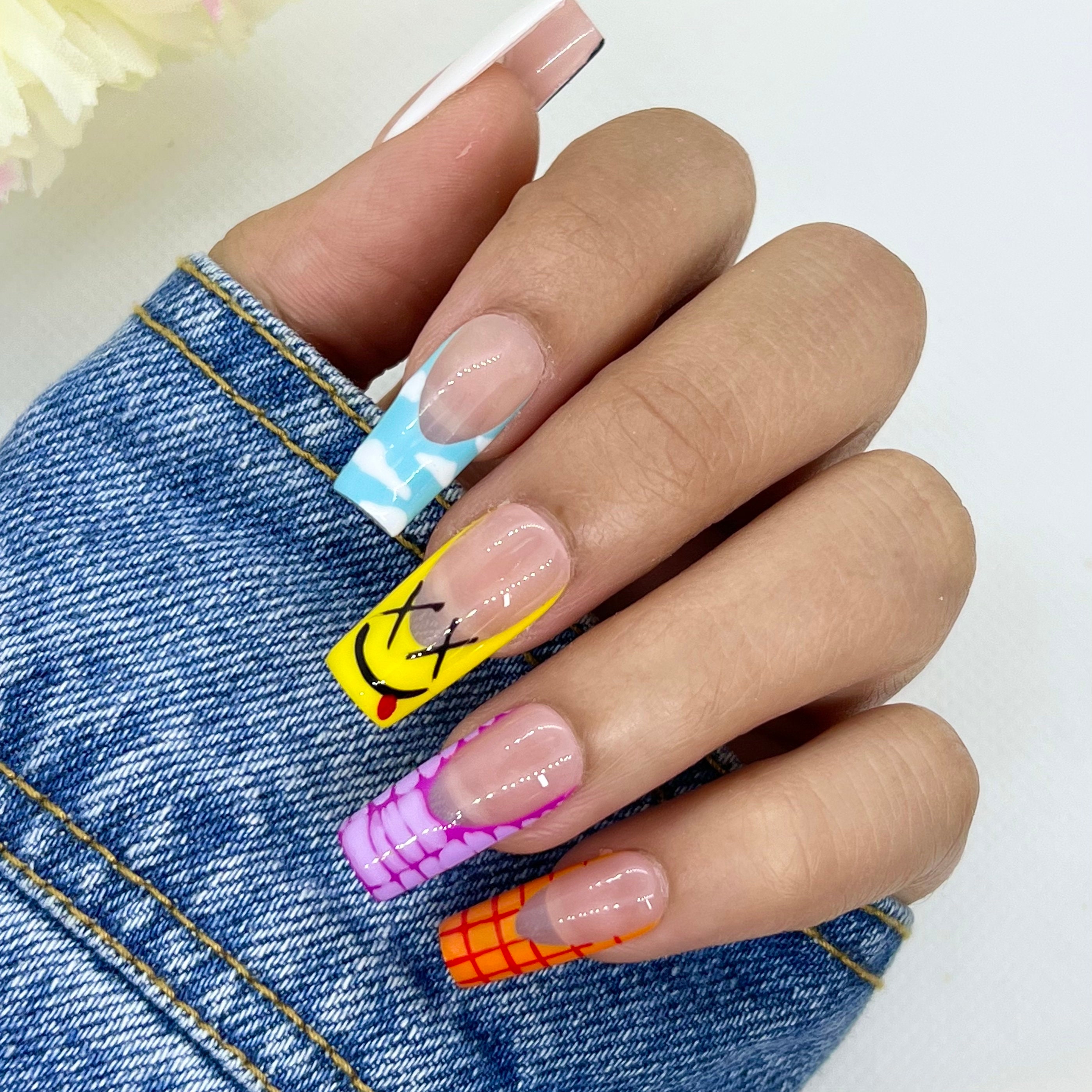 Mix & Match Press on Nails Glue on Nails French Nails - Etsy