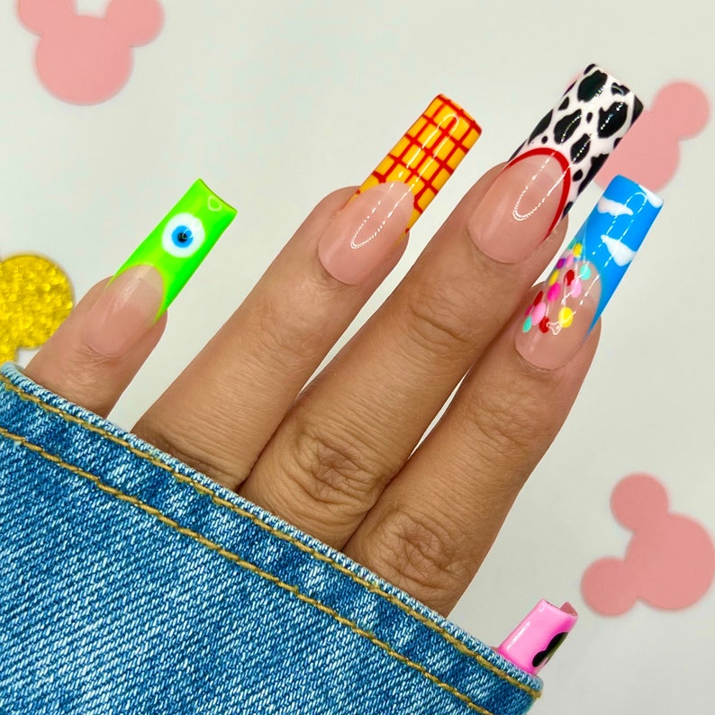 Pixar French Press on Nails Disney Nails Long Nails - Etsy