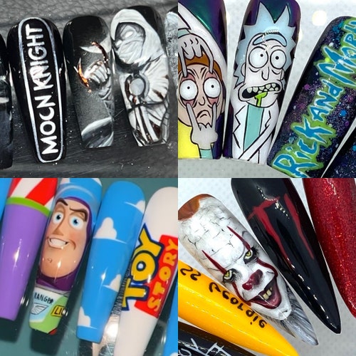 Fall Hand Painted Cartoon Character Nail Art Custom Press on - Etsy