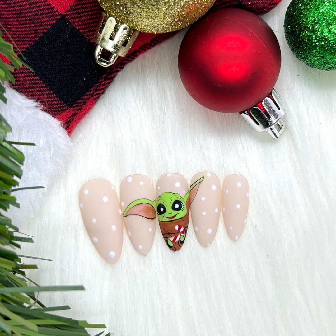 Grogu Christmas Press on Nails Glue on Nails Short Nails - Etsy