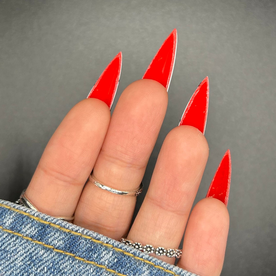 Cruella Devil Stiletto Press on Nails | Dalmatian, Red Bottom - Etsy